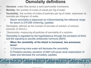 Unit 9: Critical care Analytes and Electrolytes & water balance | PDF