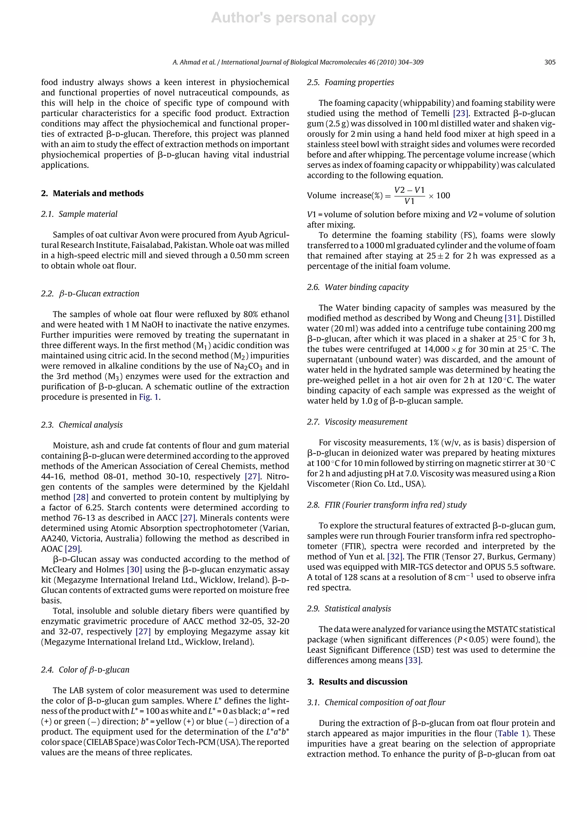 Extraction And Charcaterization Of Beta Glucan From Oat For Industrial Utilization Pdf