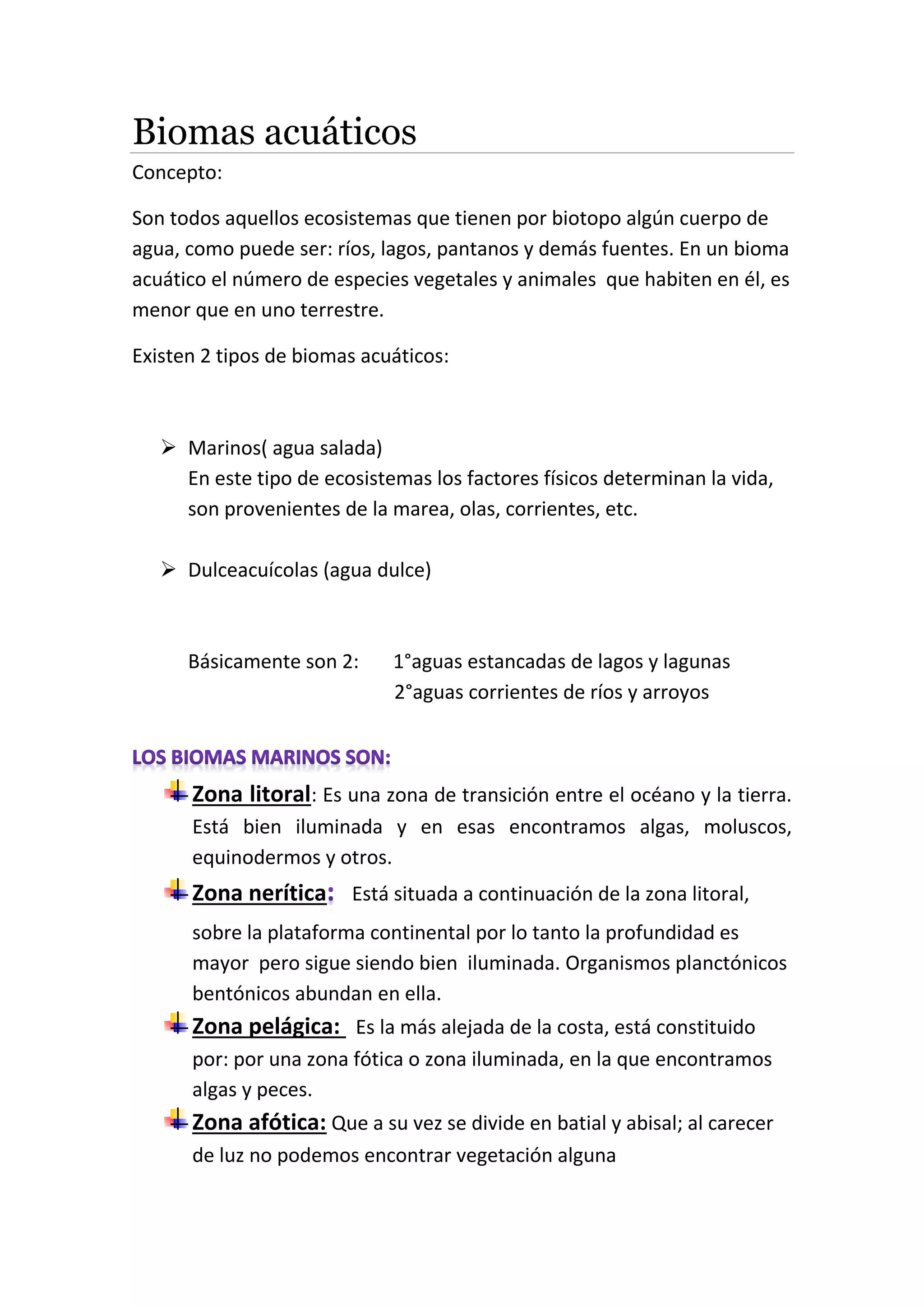 Biomas acuáticos | DOCX