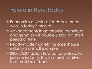 Fuelling Ontario’s Greenhouse Industry with Biomass | PPT