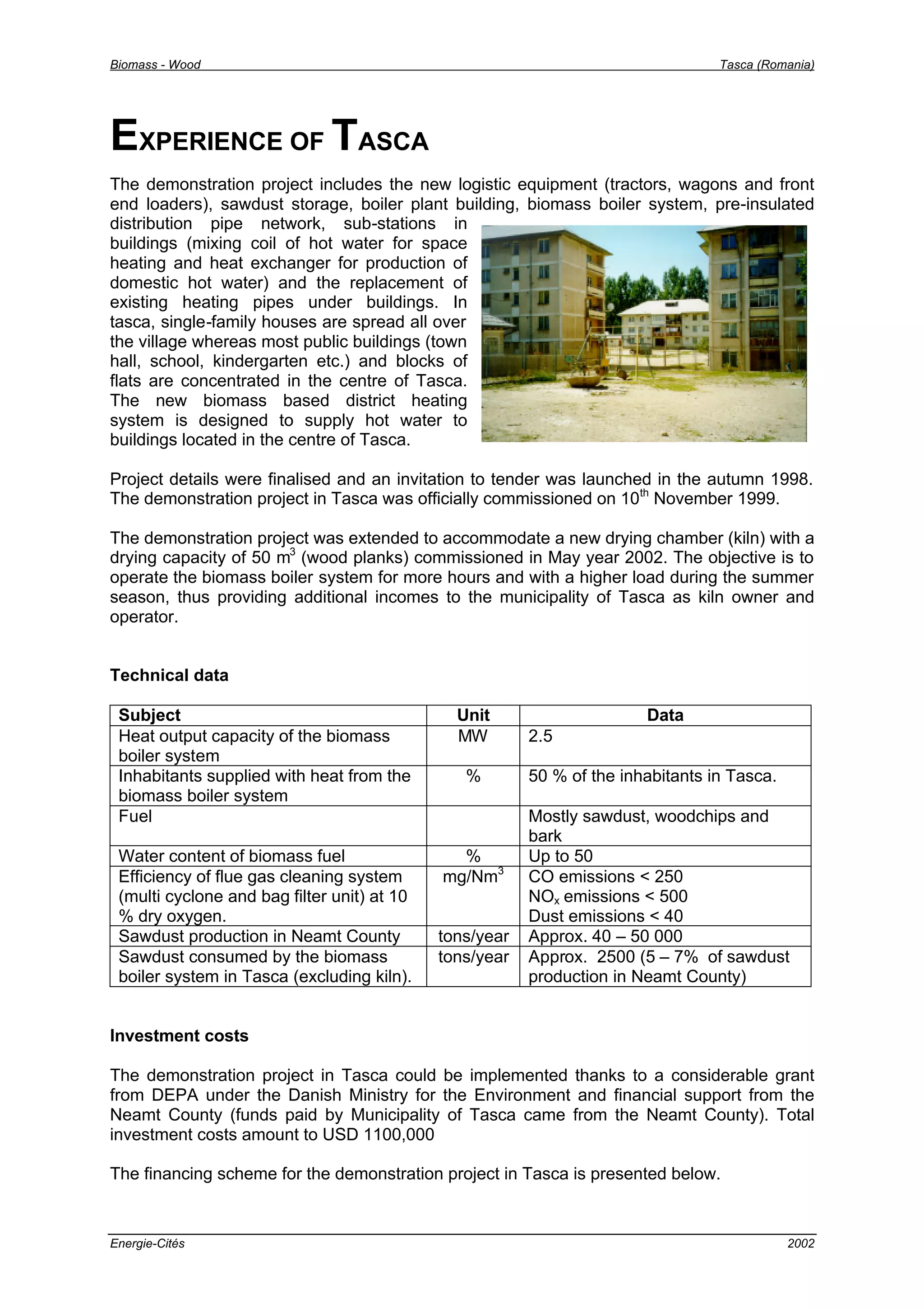 Biomass Demonstration Project Tasca | PDF