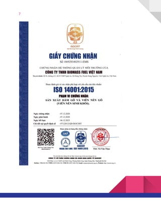 BIOMASS FUEL VIETNAM Đạt chứng nhận ISO 9001 | PDF