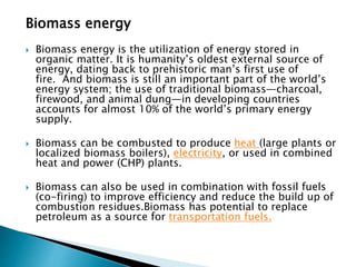 Biomass energy ppt | PPTX