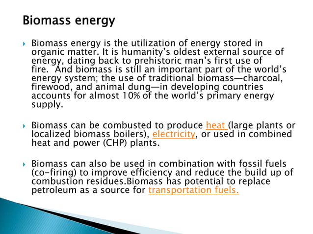 Biomass energy ppt | PPTX