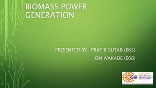'Biomass power generation' | PPTX