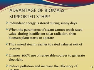 Biomass supported solar thermal hybrid power plant | PPT | Power and Energy Industry | Industries
