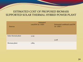 Biomass supported solar thermal hybrid power plant | PPT | Power and Energy Industry | Industries