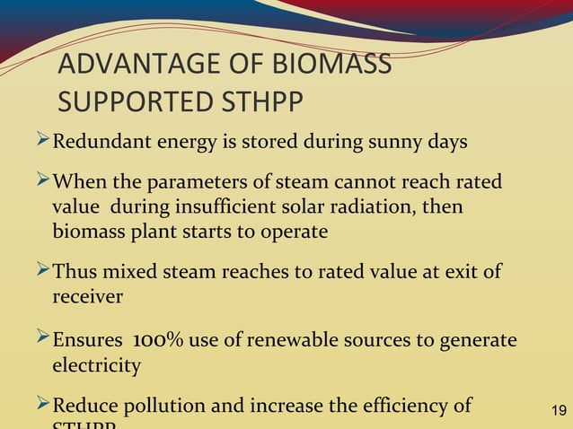 Biomass supported solar thermal hybrid power plant | PPT
