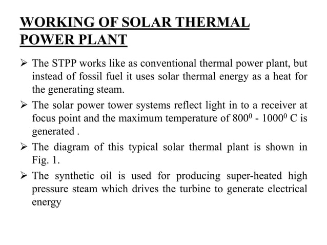 Biomass supported solar thermal power plant | PPTX