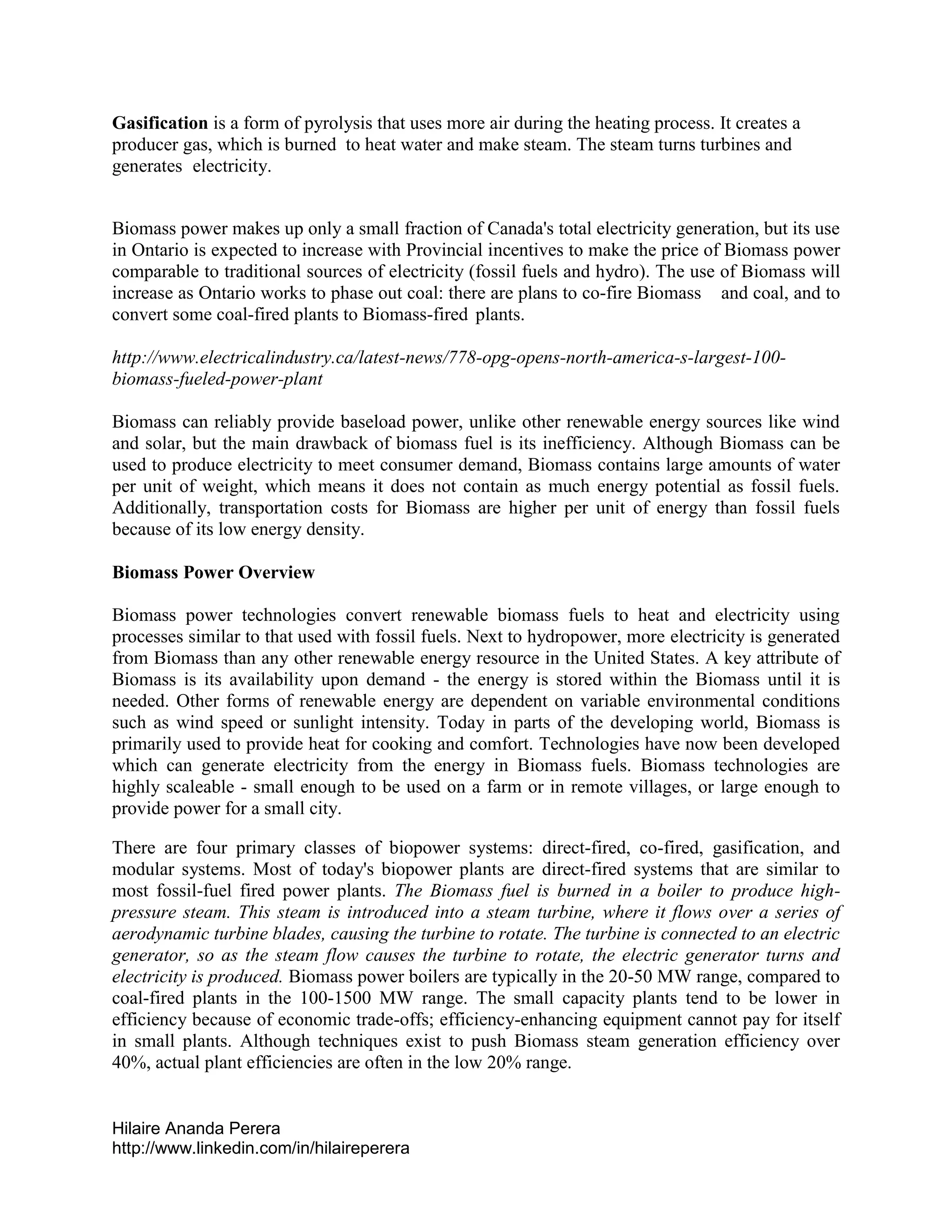 BIOMASS Based Power ( Electrical & Thermal ) | PDF