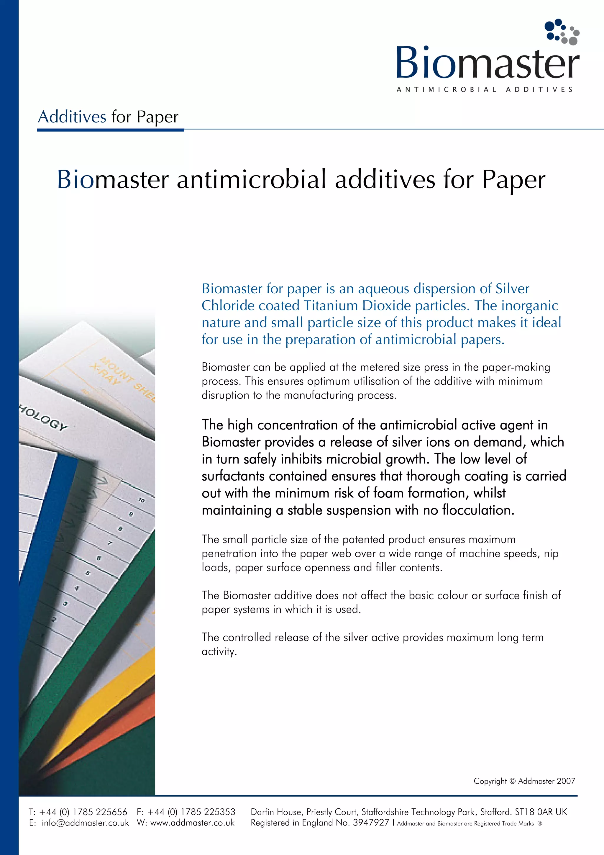 Biomaster ® Additives For Paper | PDF