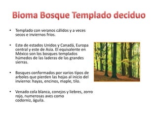Biomas y sus principales características | PPTX