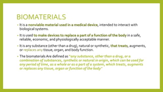 Biomateria.pptx chemistry subject biomaterials | PPTX