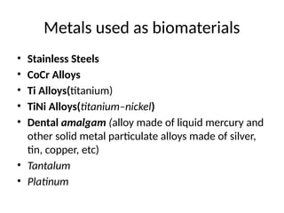 Biomaterials, biocompatibility and its importance in medical devices | PPT