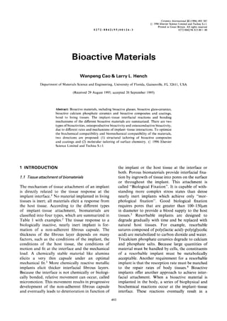 Biomaterials bioactive materials | PDF