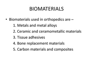 Biomaterials metallic & nonmetallic implants | PPTX