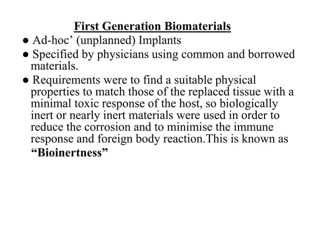 Evolution of Bio-materials and applications | PPTX | Chemistry | Science