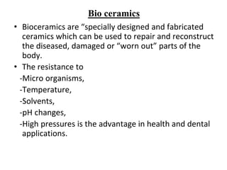 Evolution of Bio-materials and applications | PPTX
