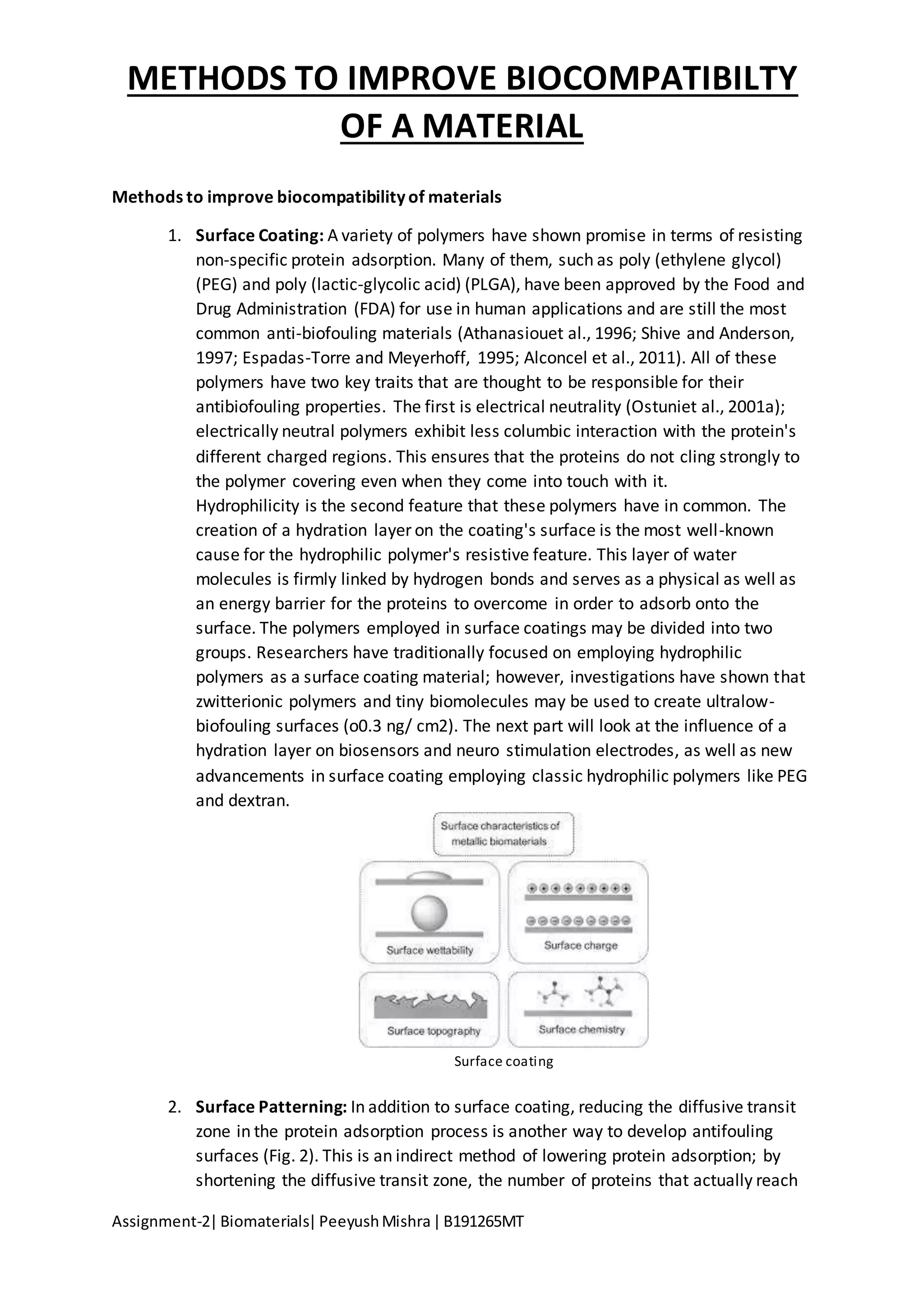Methods to Improve Biocompatibility of Materials | DOCX