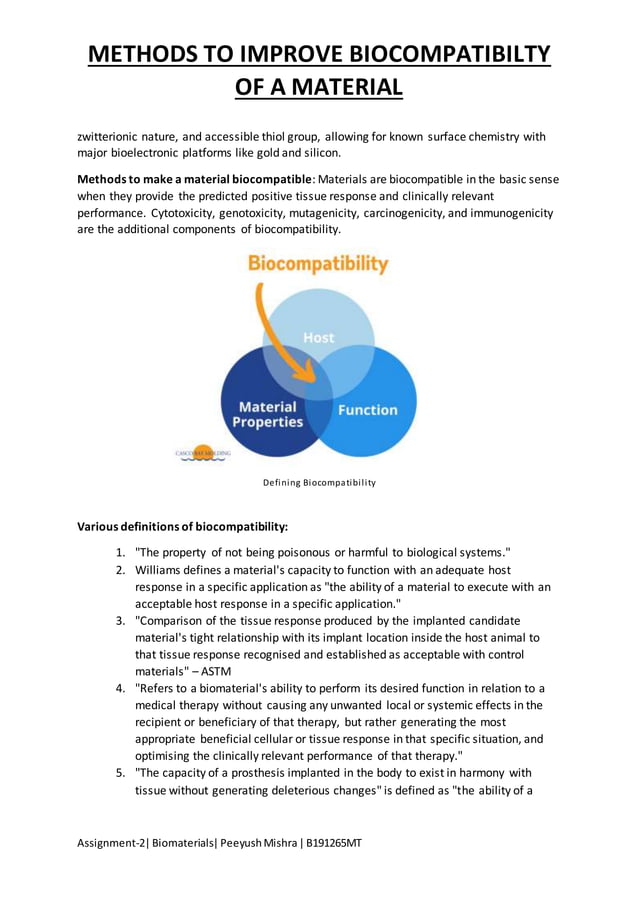 Methods to Improve Biocompatibility of Materials | PDF