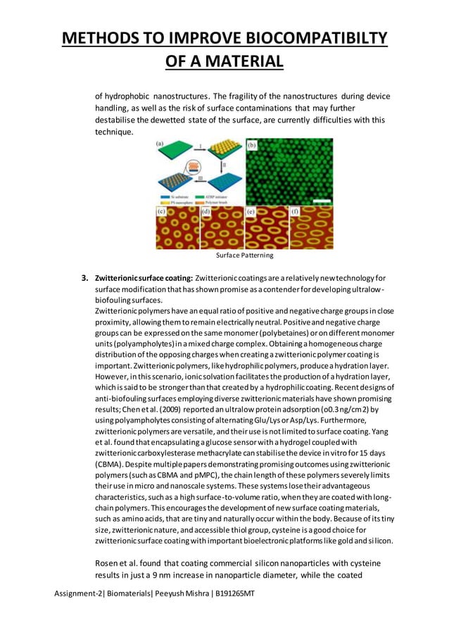 Methods to Improve Biocompatibility of Materials | PDF