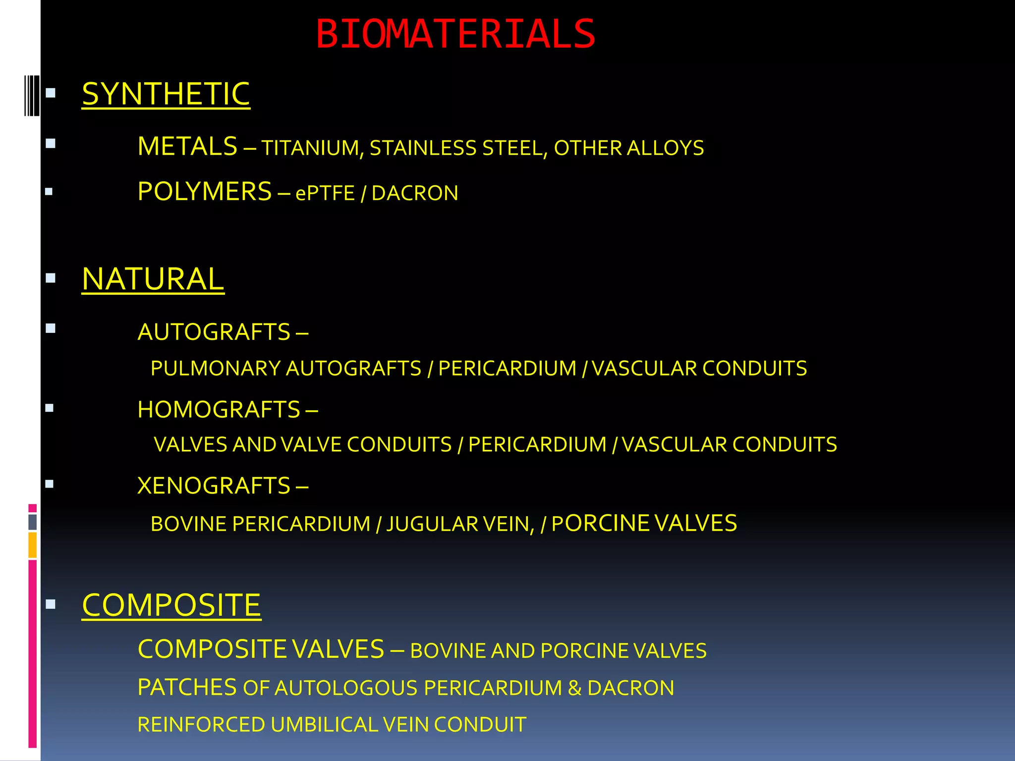 Biomaterials for Cardiovascular and Thoracic surgery | PPTX