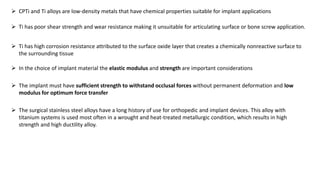 Biomaterials for dental implants | PPTX