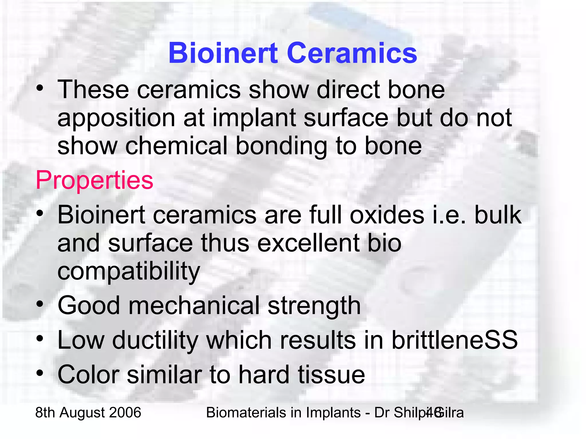 Biomaterials in implants | PPT