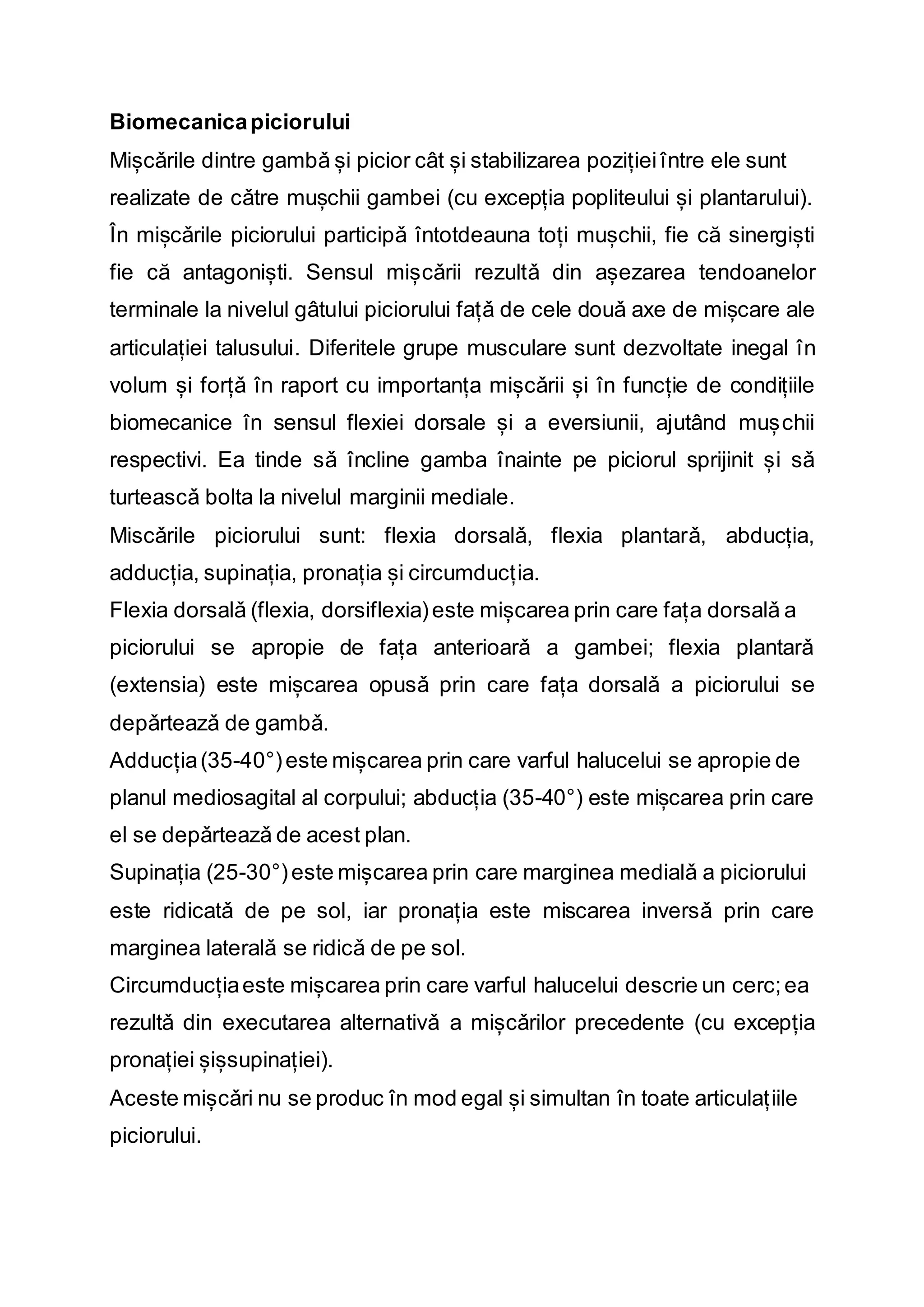 Biomecanica piciorului | DOCX