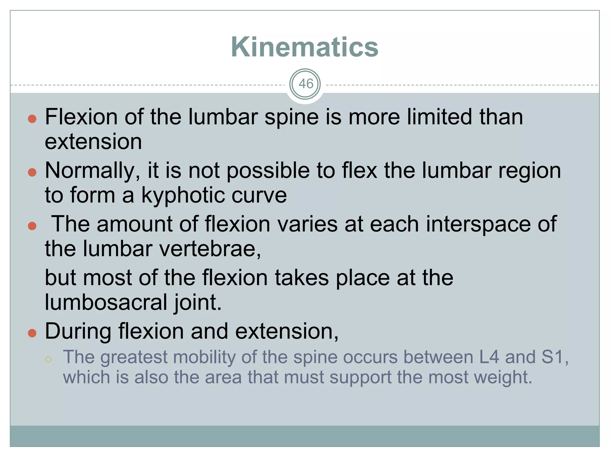 Biomech lumbar spine | PPTX