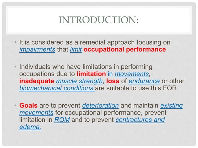 BIOMECHANICAL FRAME OF REFERENCE.pptx | Physical Therapy | Wellness