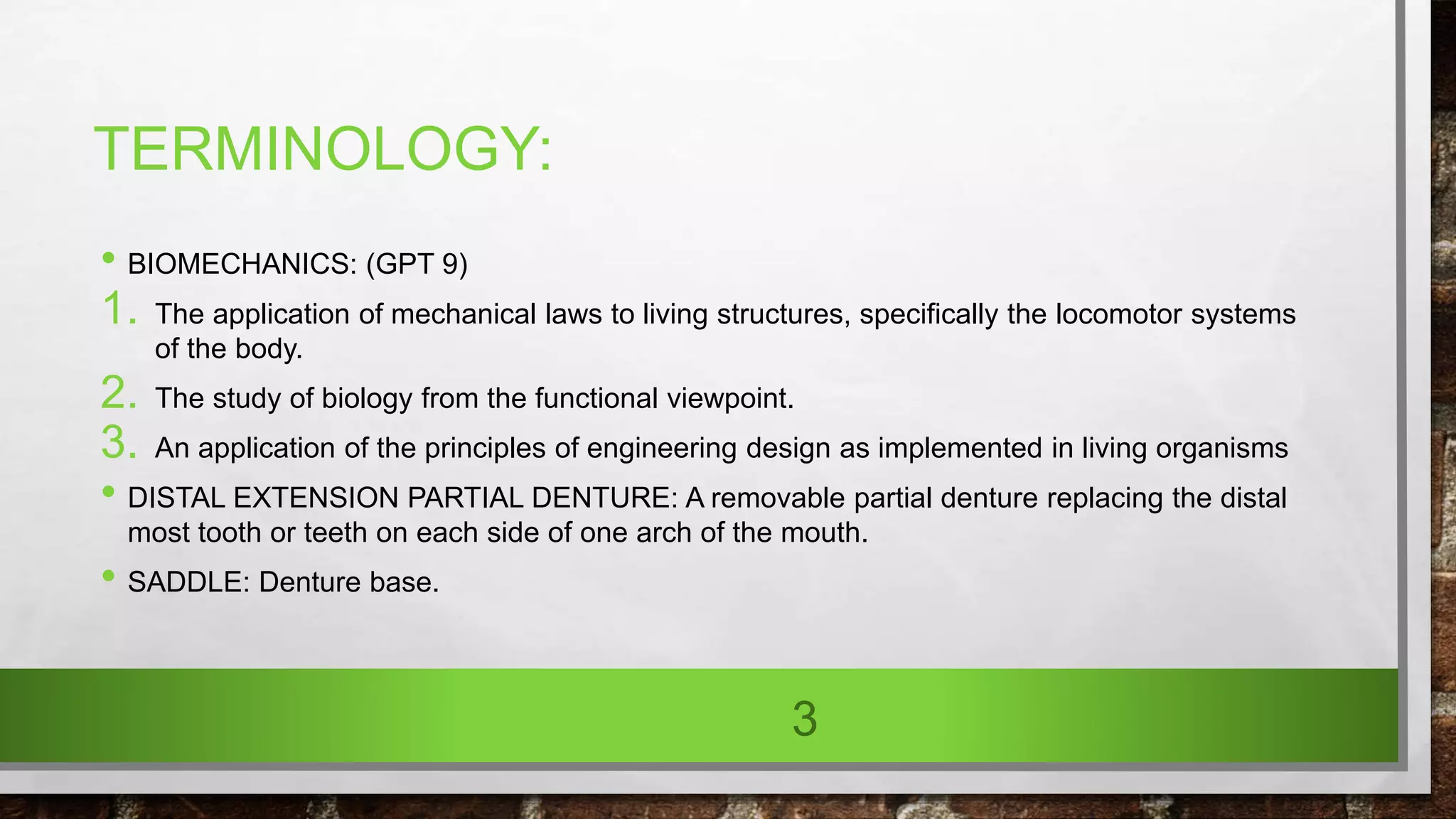 Biomechanical problems associated with free end saddle dentures | PPTX