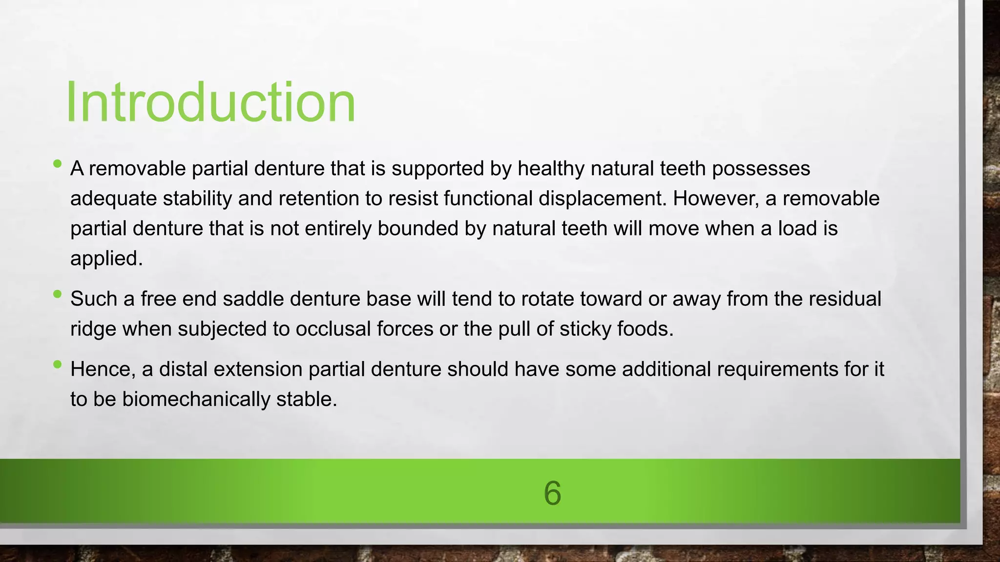 Biomechanical problems associated with free end saddle dentures | PPTX