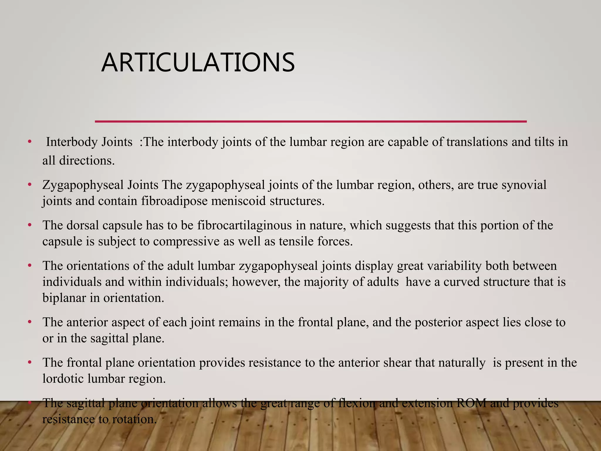 Biomechanics and pathomechanics of lumbosacral joint | PPTX