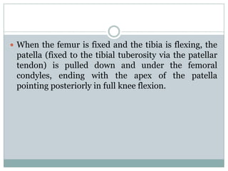 Biomechanics of knee complex 8 patellofemoral joint | PPTX