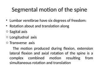 Biomechanics of lumbar spine 4th sem Dpt | PPTX