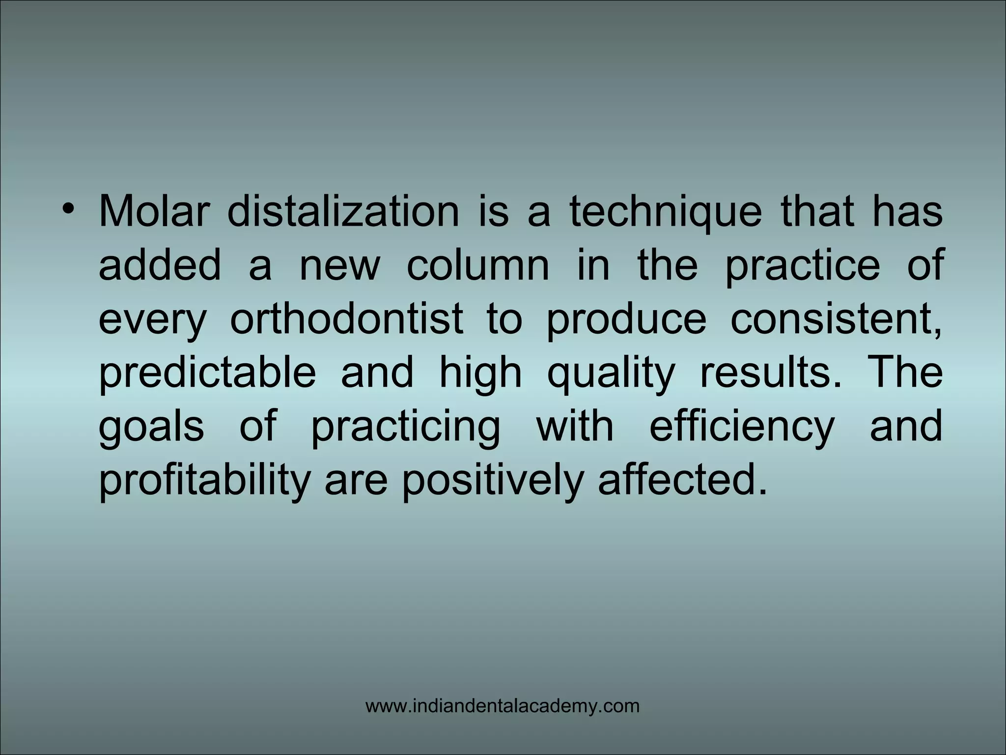 Biomechanics of molar distalization | PPT