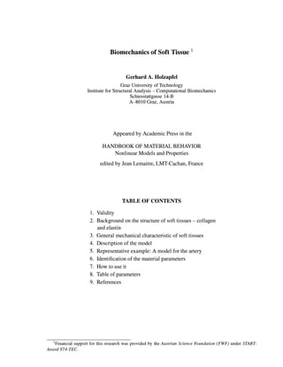 Biomechanics of Soft Tissue.pdf acdWRFDVWV | PDF