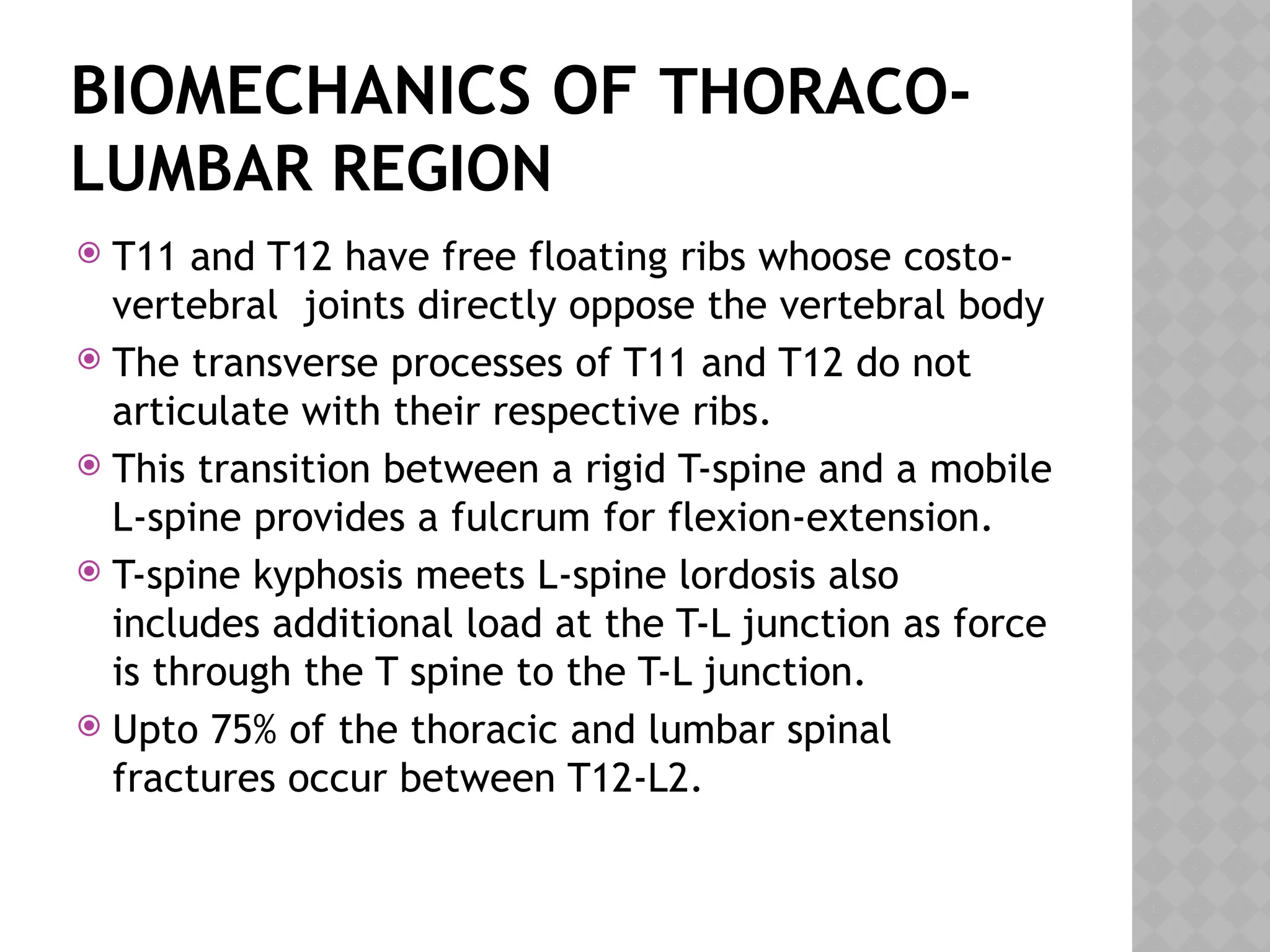 BIOMECHANICS OF THE THORACIC SPINE . pptx | PPTX