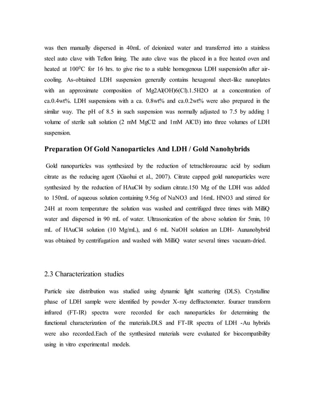Biomedical applications of layered double hydroxide gold hybrid ...