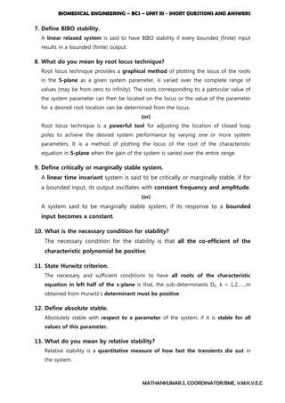 Biomedical Control Systems - THE CONCEPT OF STABILITY & ROOT LOCUS ...