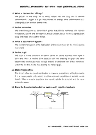 Biomedical Control Systems - BIOMEDICAL APPLICATIONS (Short Questions ...