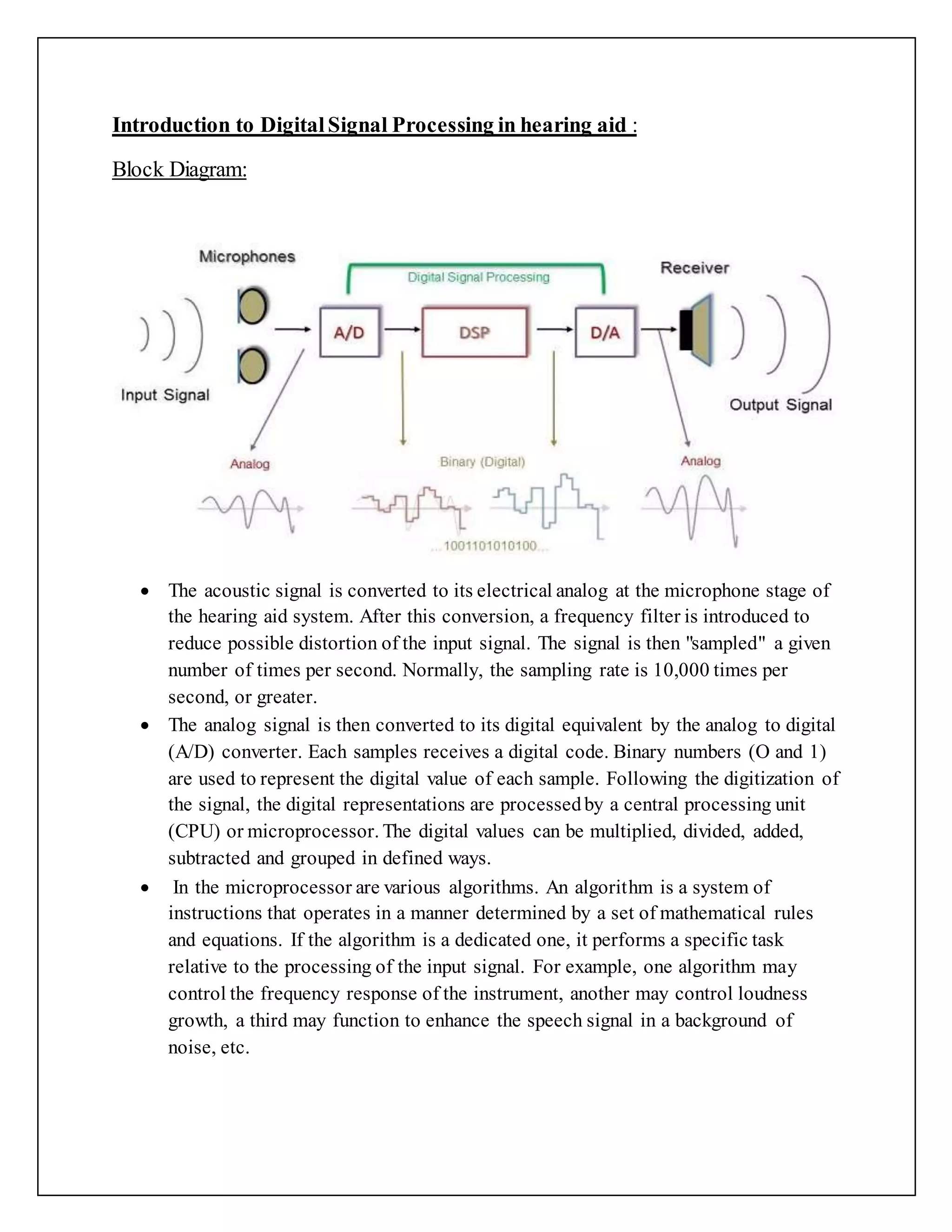 Biomedical digital signal processing : Digital Hearing Aid | DOCX
