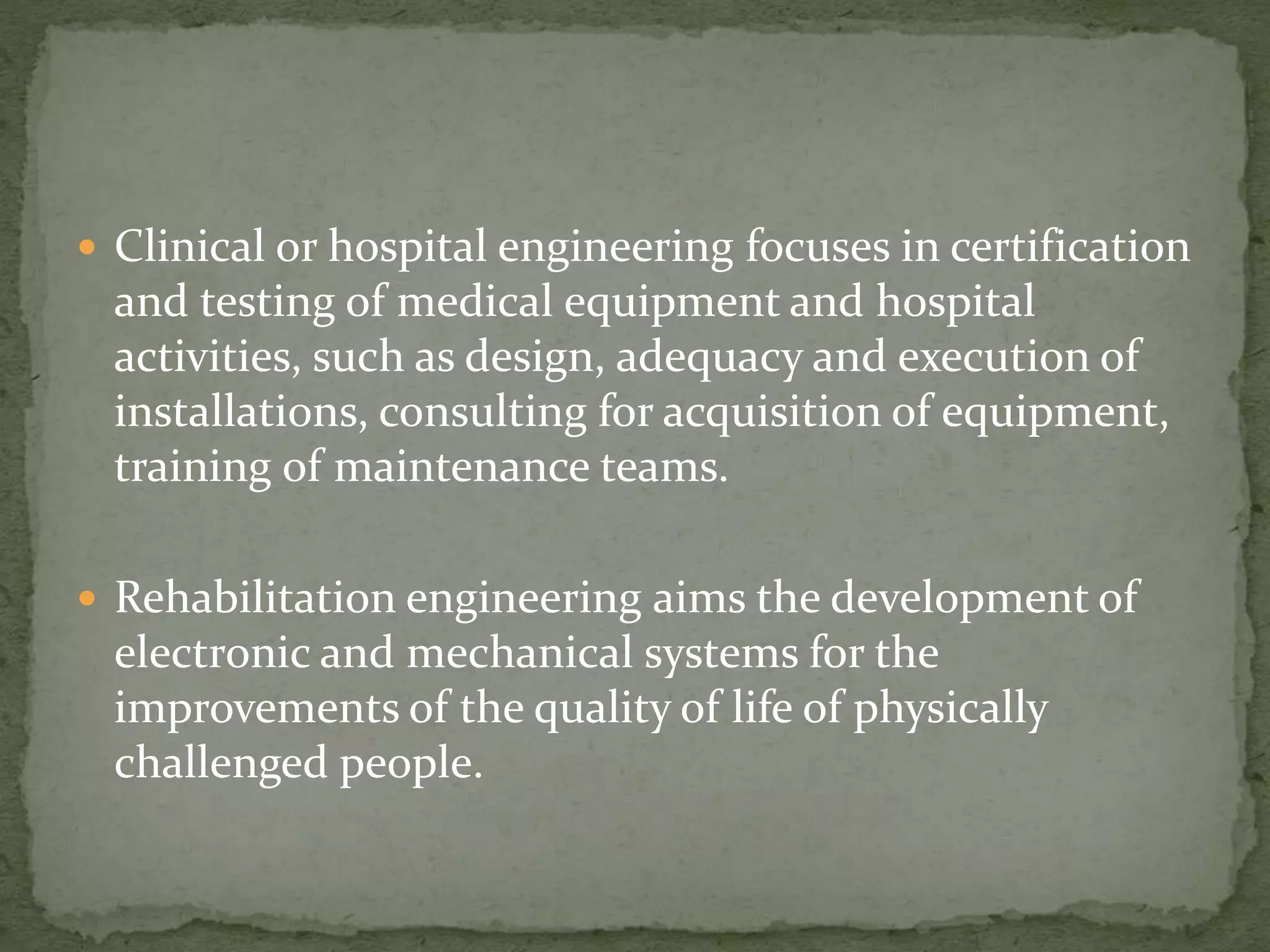 Biomedical Engineering Department in Hospital | PPT