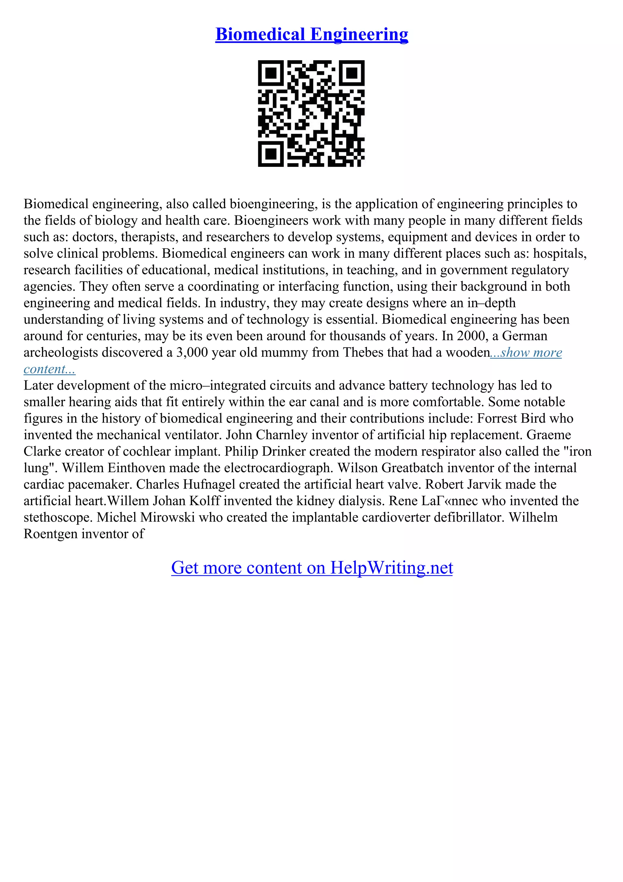 Biomedical Engineering Essay | PDF