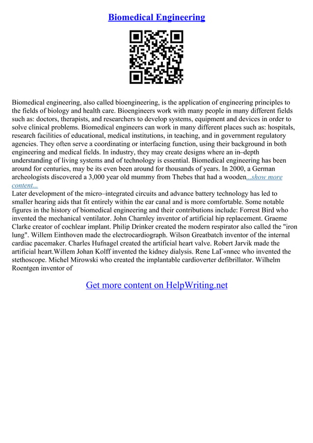 Biomedical Engineering Essay | PDF