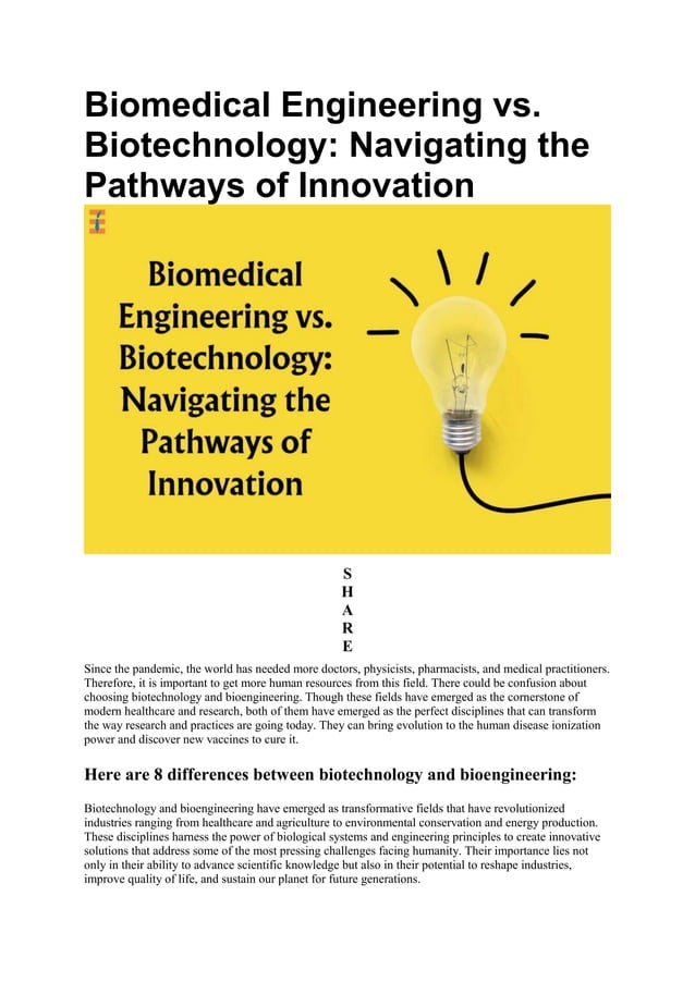 8 Best Differences Between Biotechnology And Bioengineering | Future ...