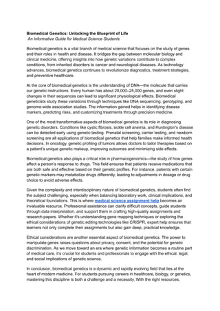 Biomedical Genetics_ Unlocking the Blueprint of Life.pdf