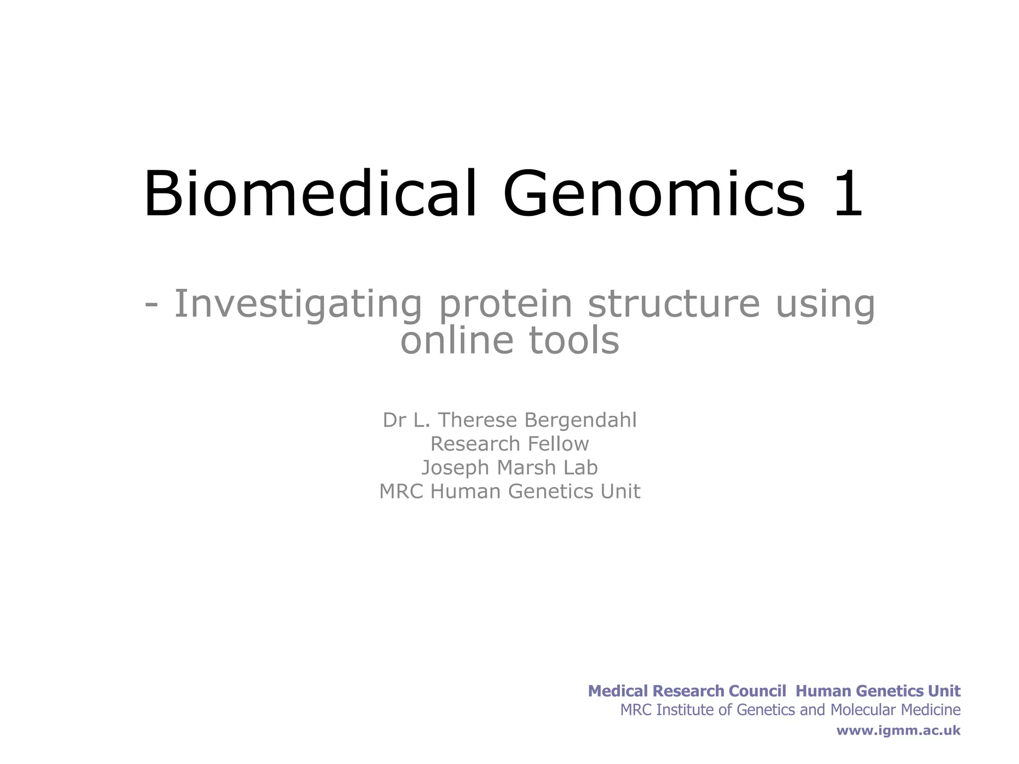 Biomedical genomics lecture | PPT