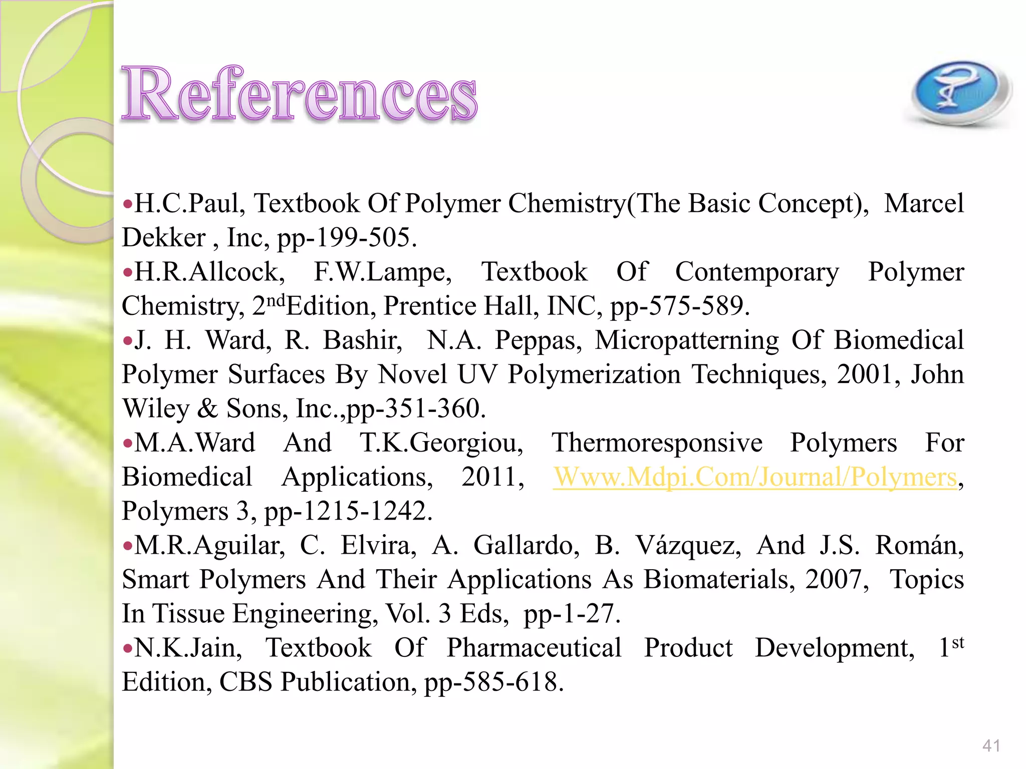 Biomedical polymers | PPTX
